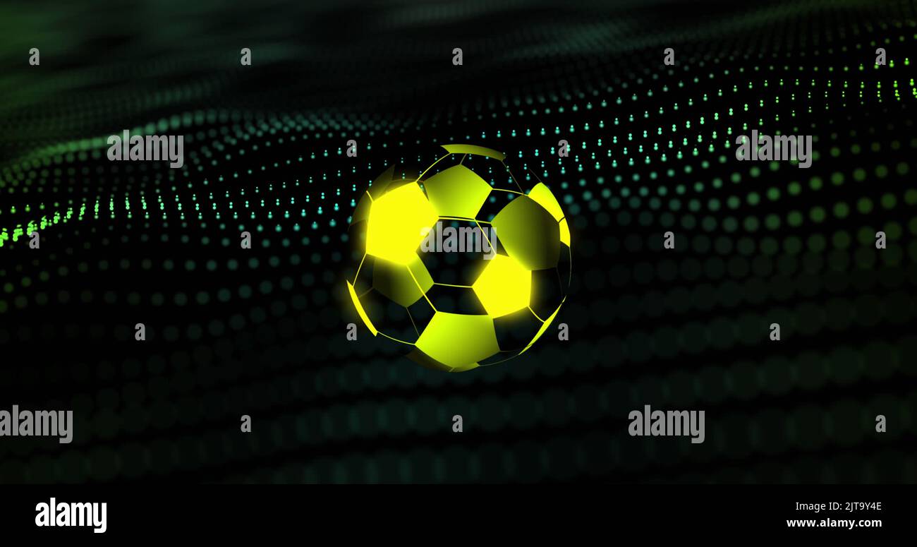 Image of digital football over green spots on black background Stock ...