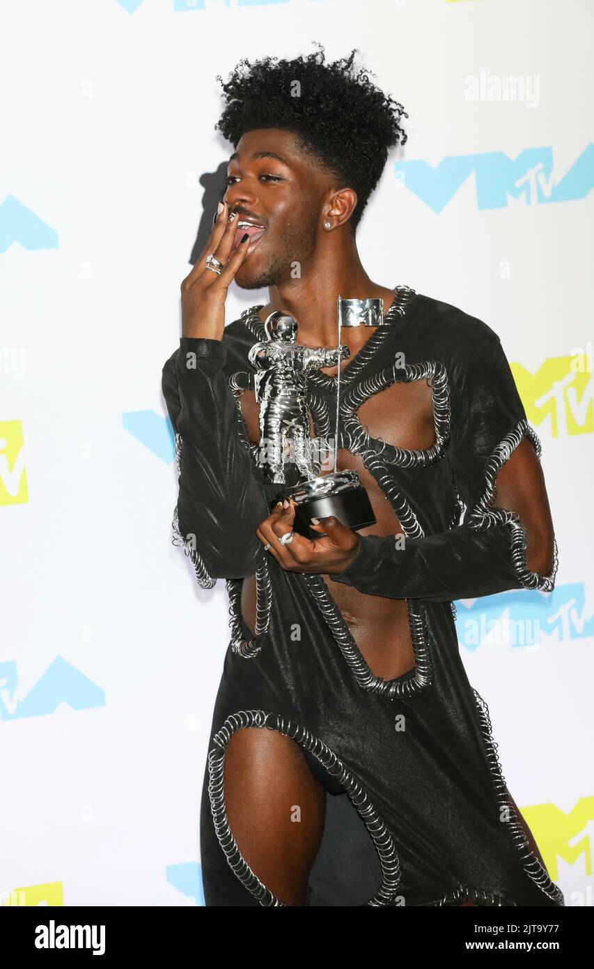 New Jersey, USA, 28 August 2022. Lil' Nas X poses in the press room of the 2022 MTV Video Music ...
