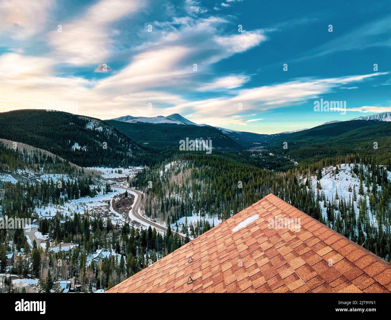 The beautiful view of snow-capped mountains in Breckenridge, Colorado ...