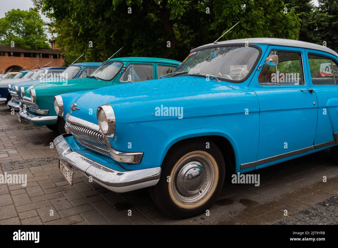 Blue GAZ M21 Volga at Classic Soviet Car Exhibition Stock Photo - Alamy