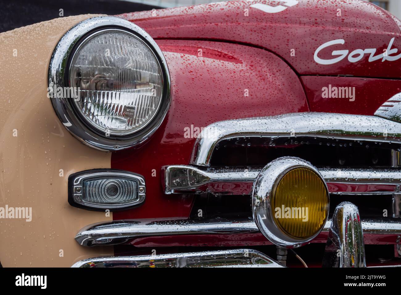 Beige and red GAZ M20 Pobeda-Sport at Classic Soviet Car Exhibition ...