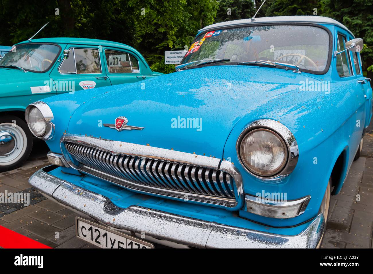 Blue GAZ M21 Volga at Classic Soviet Car Exhibition Stock Photo - Alamy