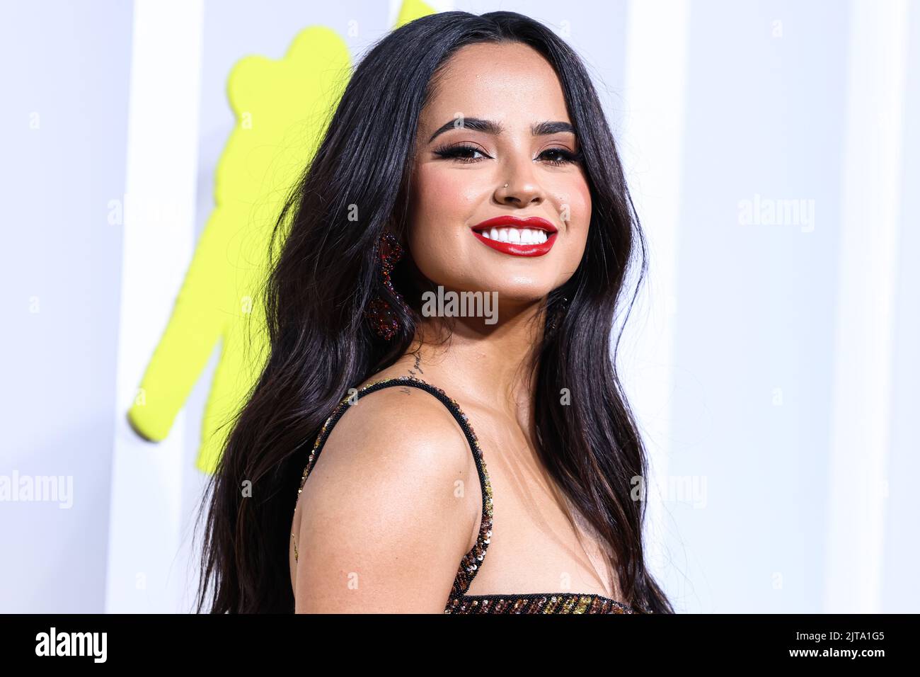 NEWARK, NEW JERSEY, USA - AUGUST 28: Becky G arrives at the 2022 MTV ...