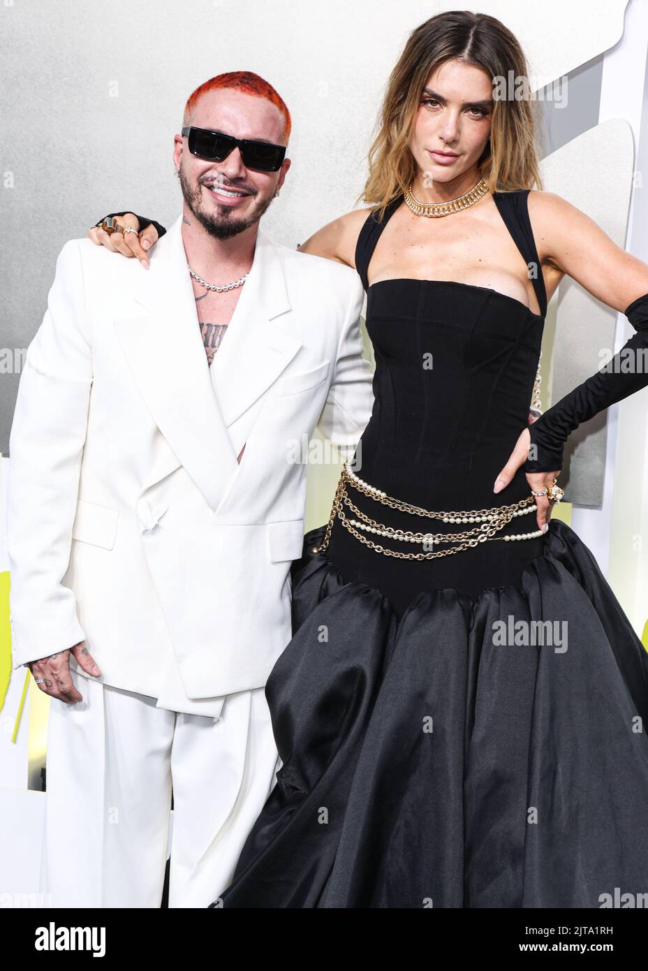 NEWARK, NEW JERSEY, USA - AUGUST 28: J Balvin and Valentina Ferrer ...