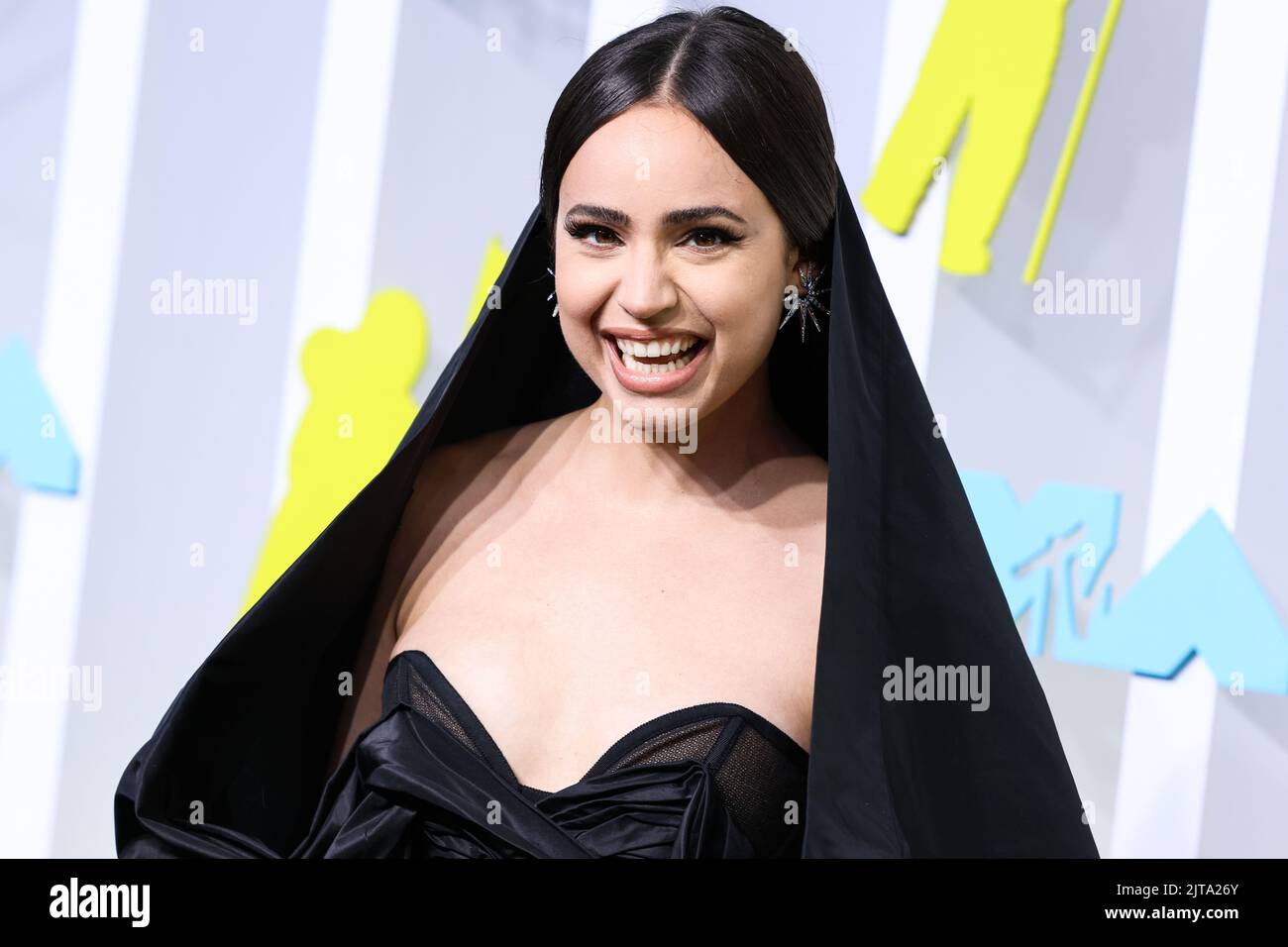 NEWARK, NEW JERSEY, USA - AUGUST 28: Sofia Carson arrives at the 2022 MTV Video Music Awards ...