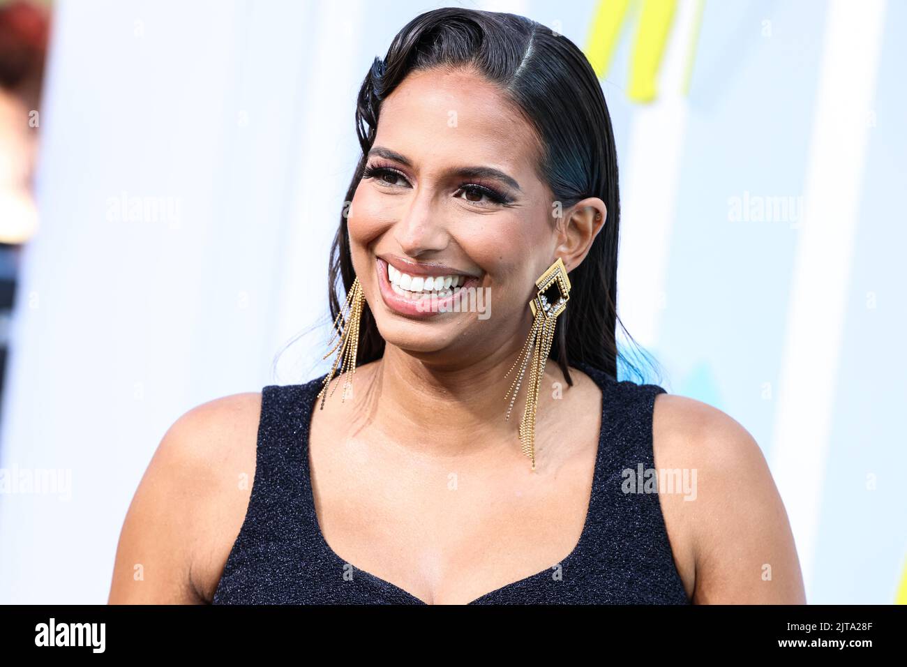 NEWARK, NEW JERSEY, USA - AUGUST 28: Nessa Diab arrives at the 2022 MTV ...