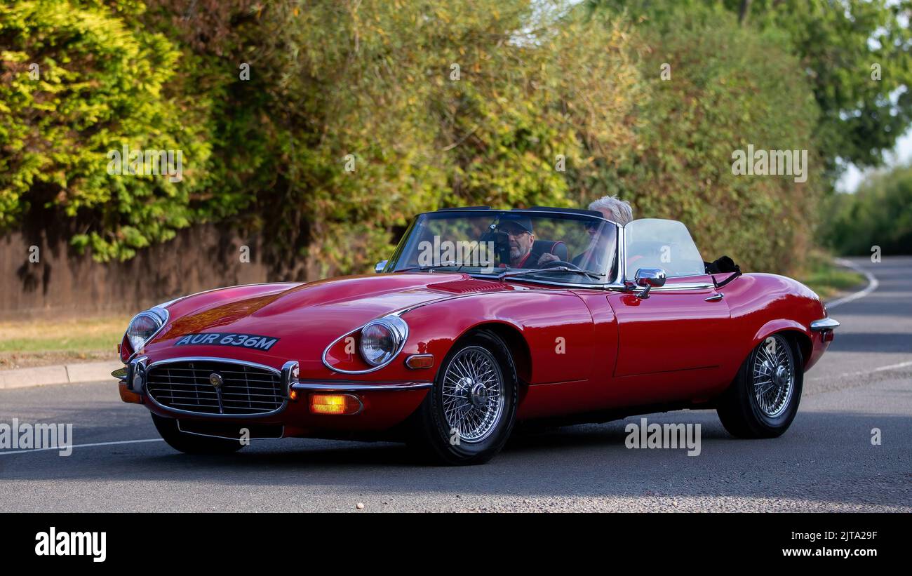 1974 5300cc red e type Jaguar Stock Photo - Alamy