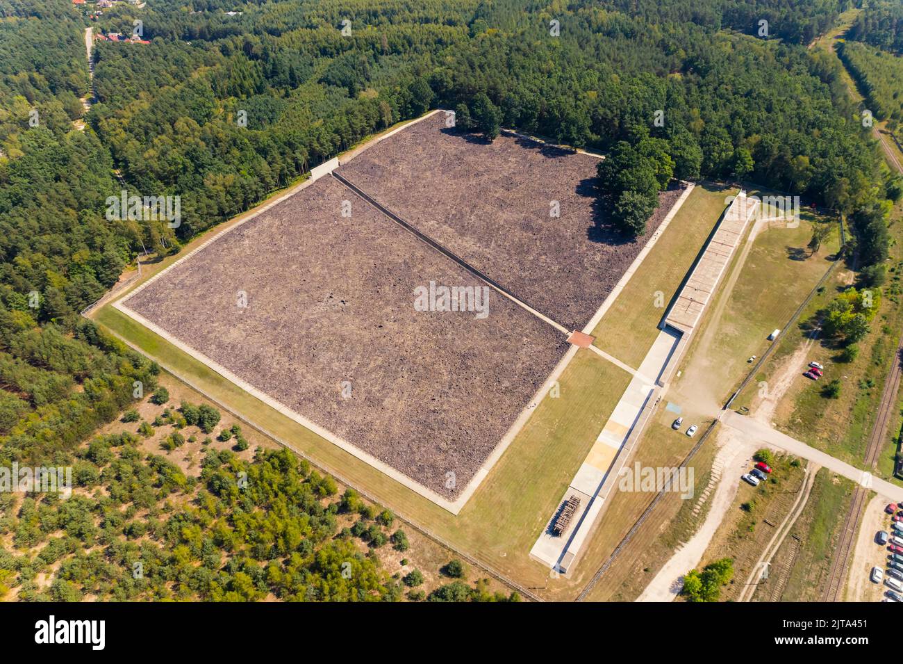 Birdseye view of Belzec Death Camp. Former nazi death camp ground in ...