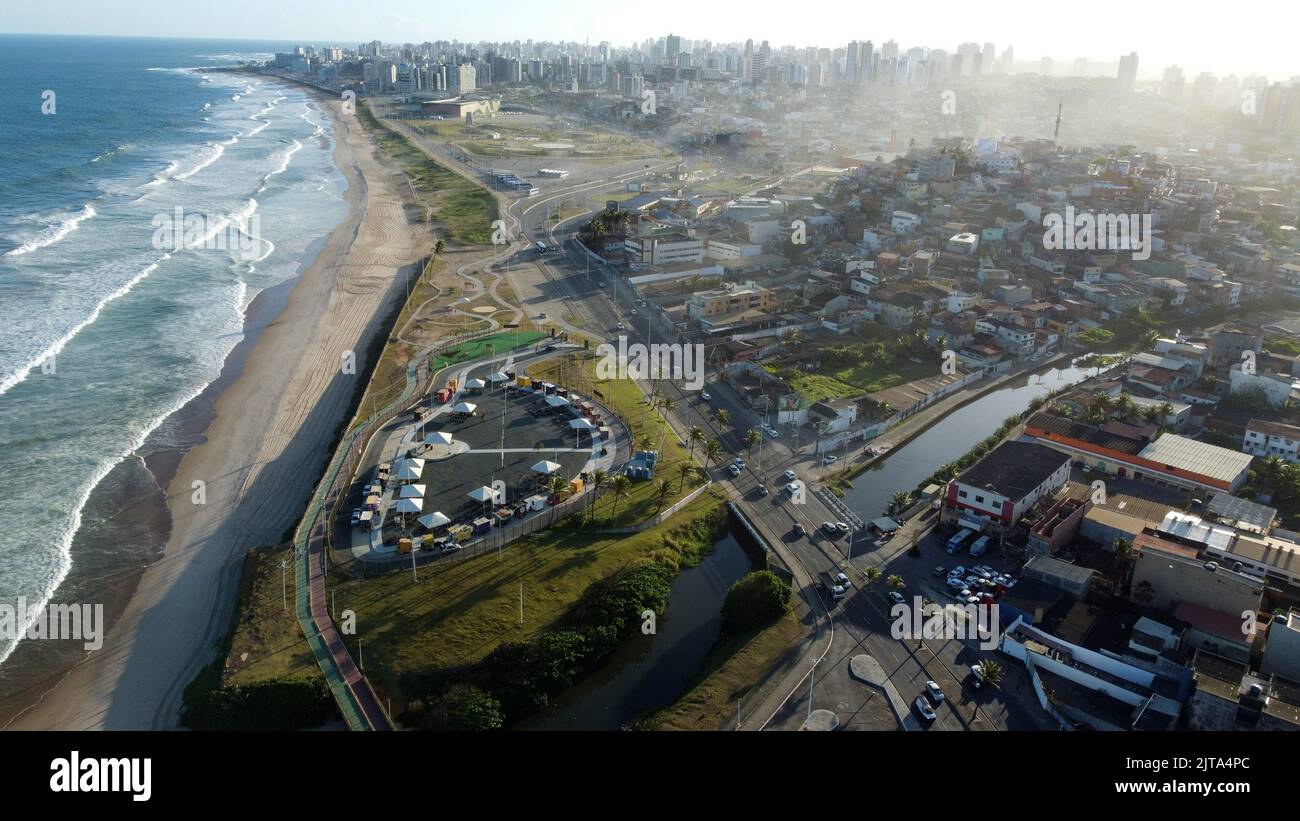 salvador, bahia, brazil - august 16, 2022: aerial view of houses in a ...