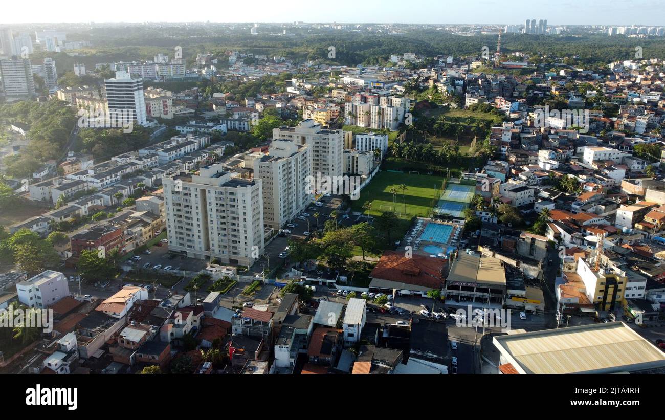 salvador, bahia, brazil - august 16, 2022: aerial view of houses in a ...