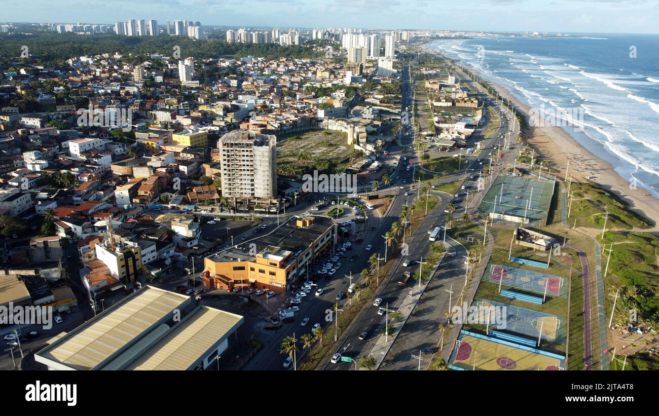 salvador, bahia, brazil - august 16, 2022: aerial view of houses in a ...