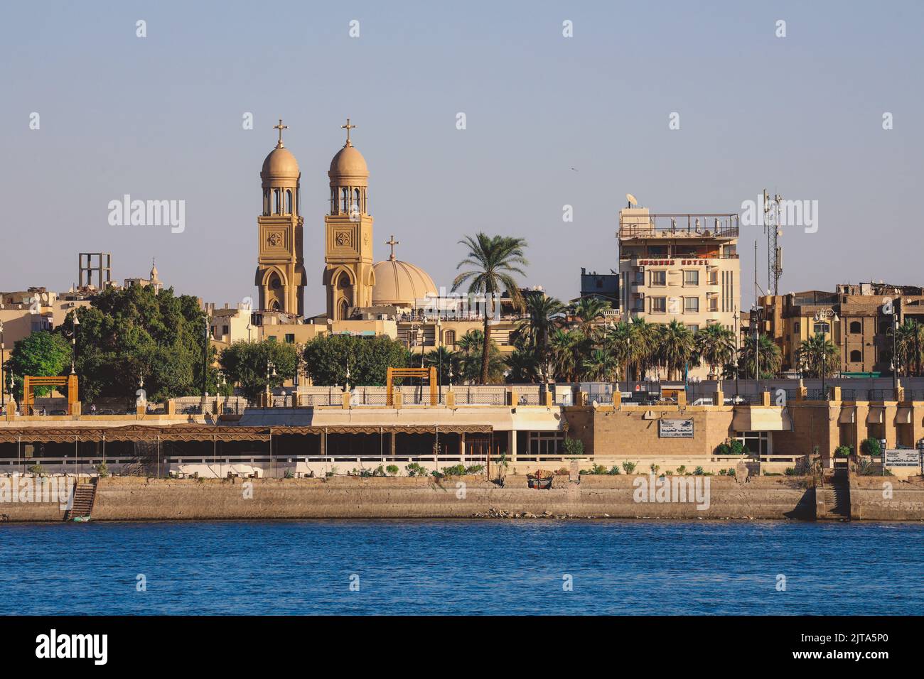 Panoramic View to the Luxor City Scape from the Nile River Side, Egypt ...