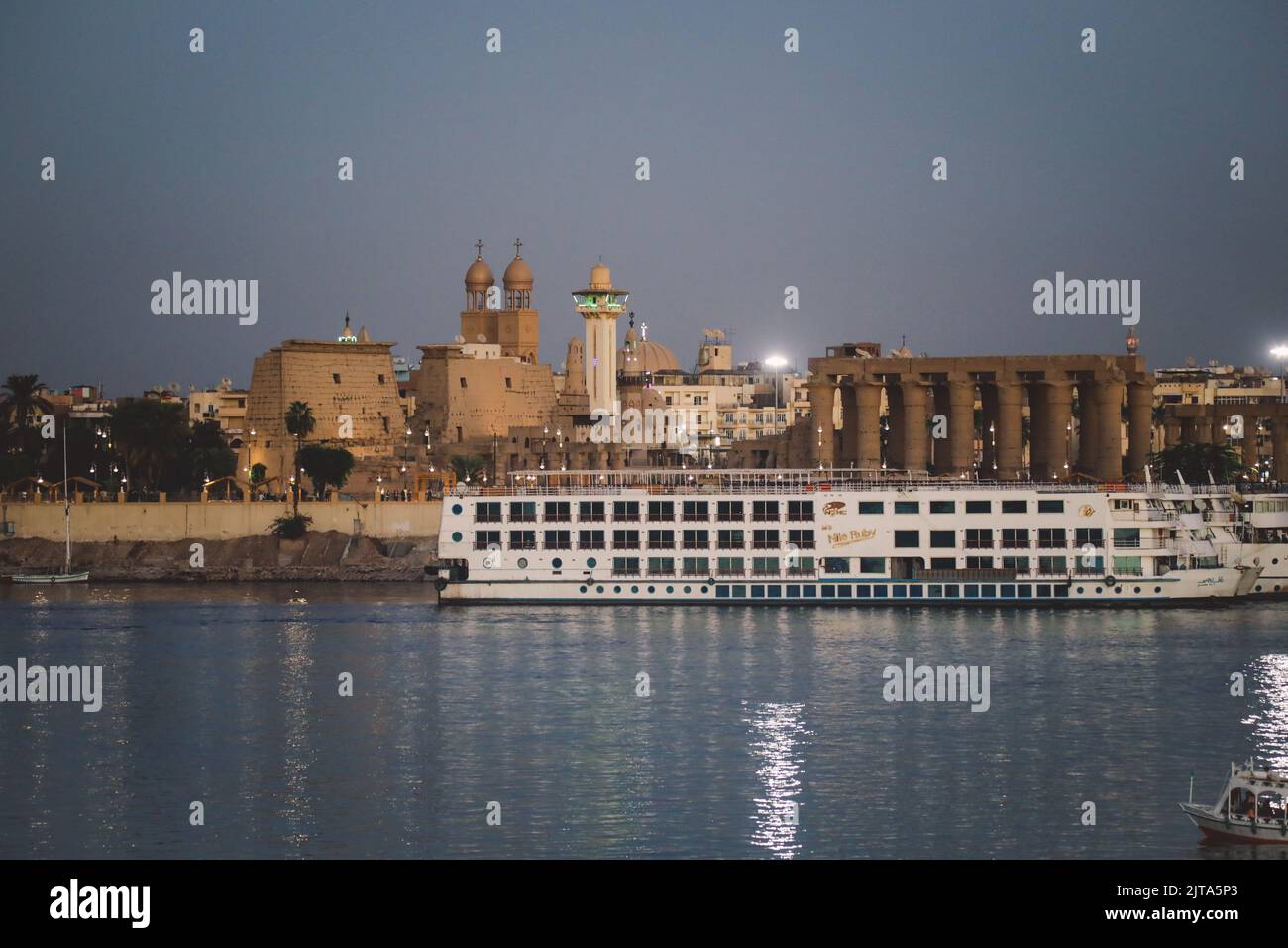 Panoramic View to the Luxor City Scape from the Nile River Side, Egypt ...