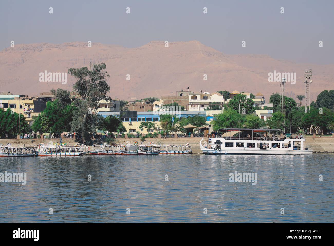 Panoramic View to the Luxor City Scape from the Nile River Side, Egypt ...