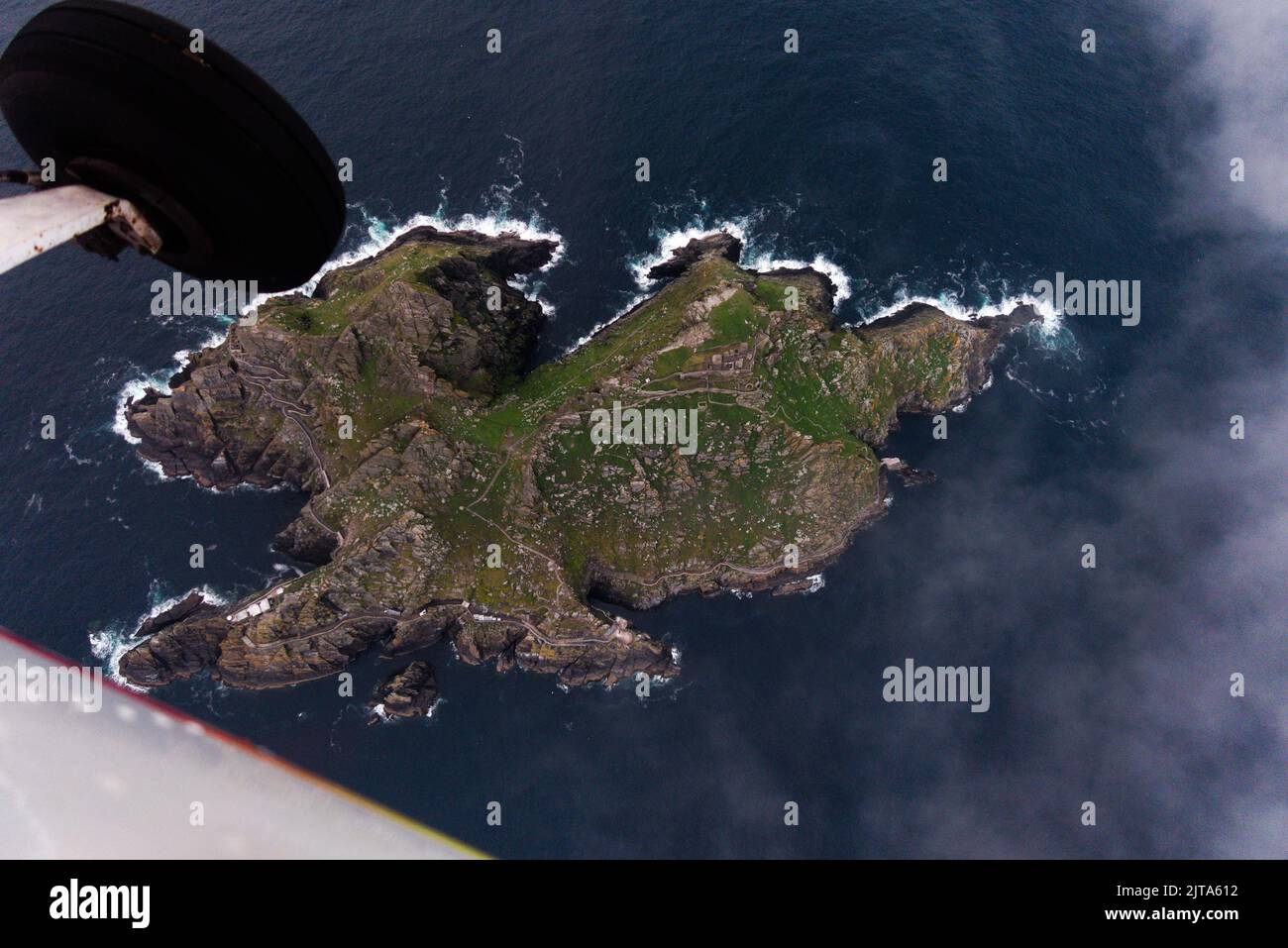 Skellig Michael In Ireland from a plane Stock Photo - Alamy