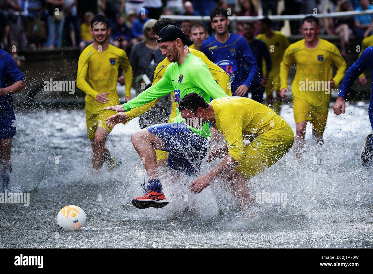Footballers from Bourton Rovers create a splash as they fight for the ...