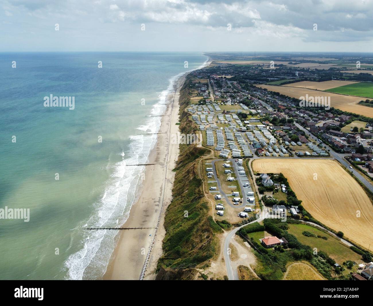 An aerial view of House caravan park on the coast of the sea Stock ...