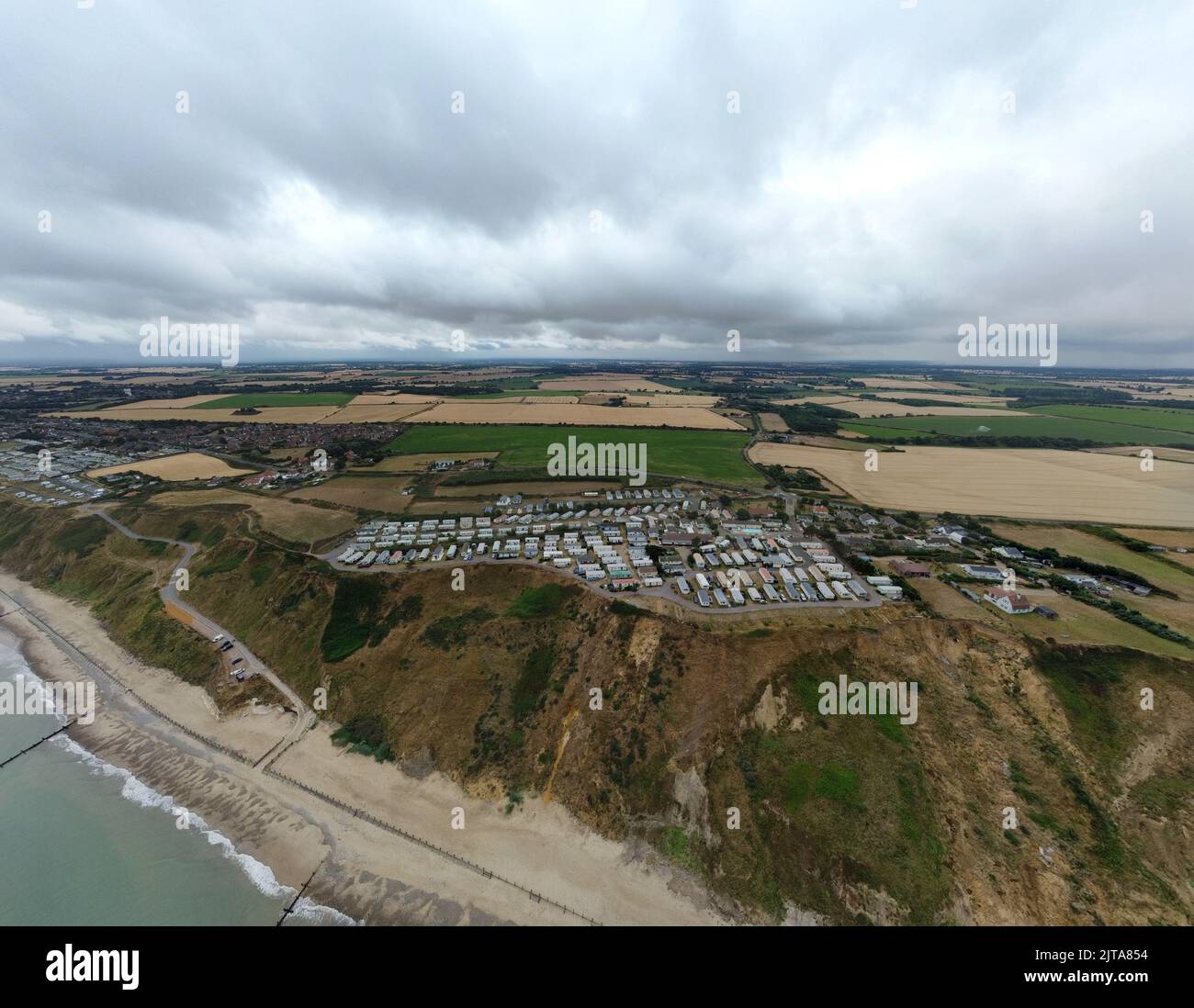 An aerial view of Trimingham House caravan park in Norfolk, UK Stock ...