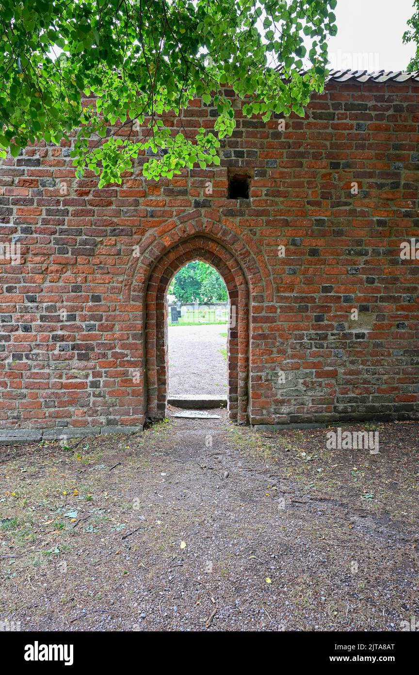 Opening in brick wall at Vadstena monastery Sweden Stock Photo - Alamy