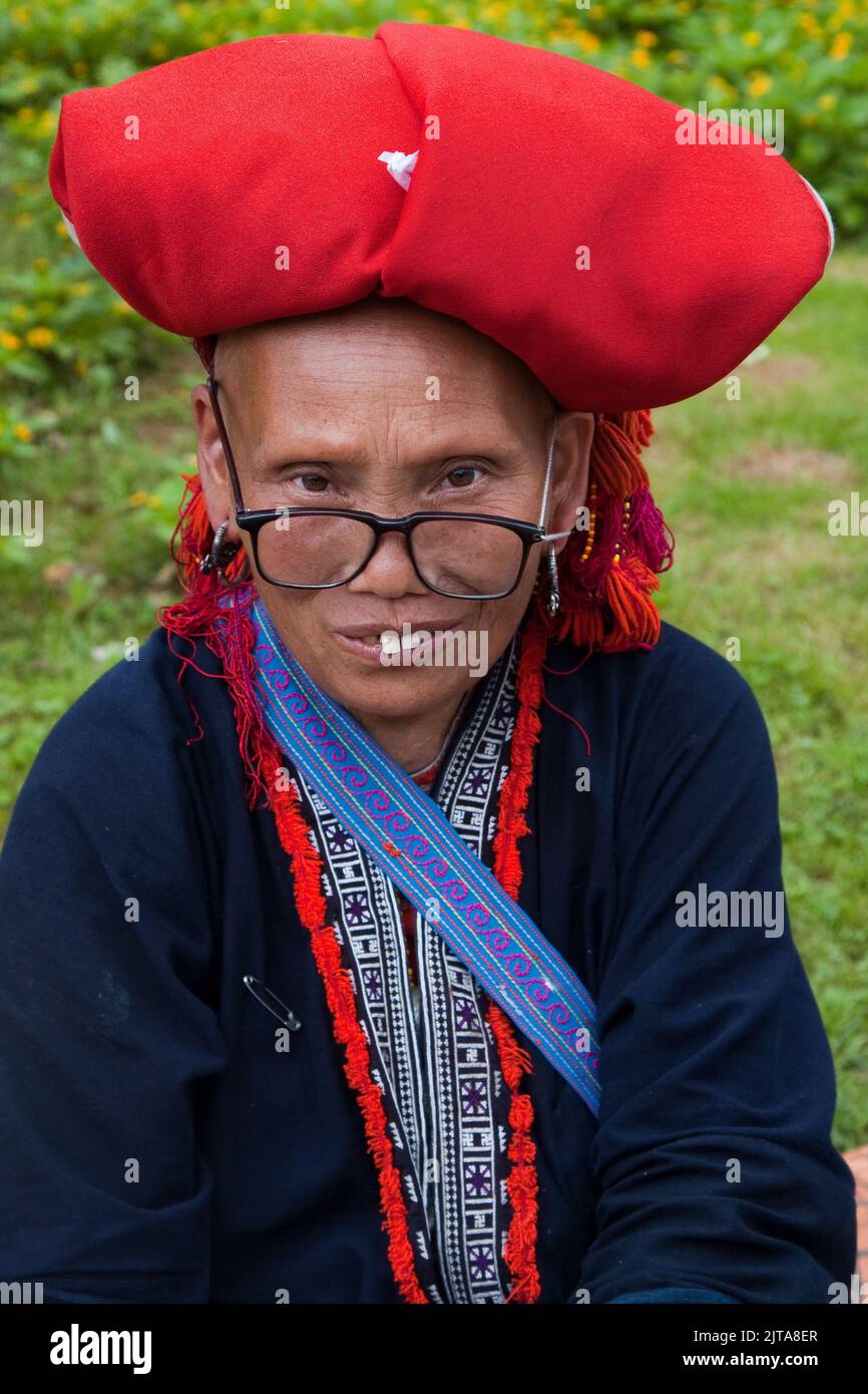 Vietnam, Sapa region. Portrait of a Red Dao woman.Trekking is the most ...