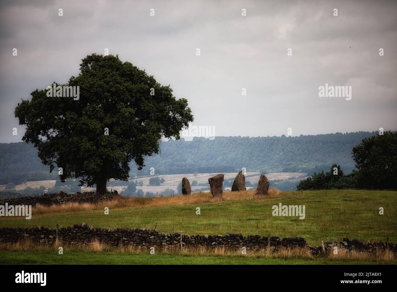 The monument with four remaining stones. Nine Stones Close, Gray Ladies ...