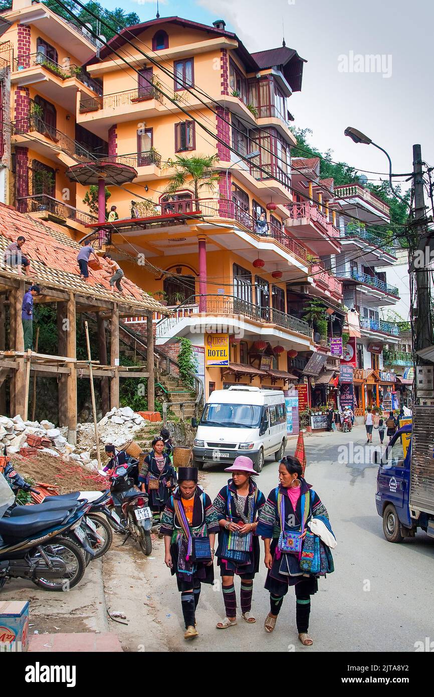 Vietnam, Sapa is a town near the chinese border and popular by tourists ...