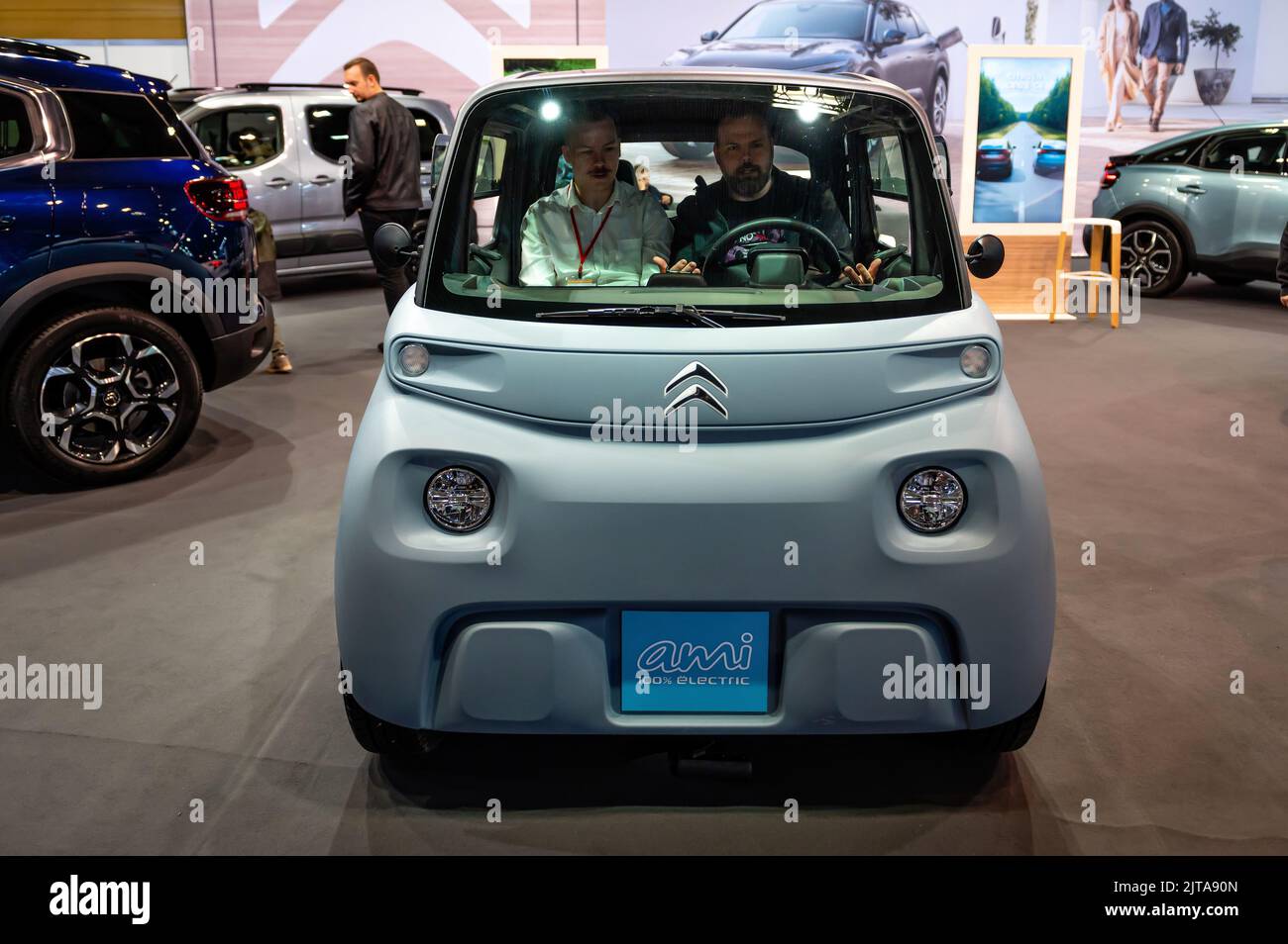 Riga, Latvia, April 29, 2022: Citroen Ami electric small ev car fun ...