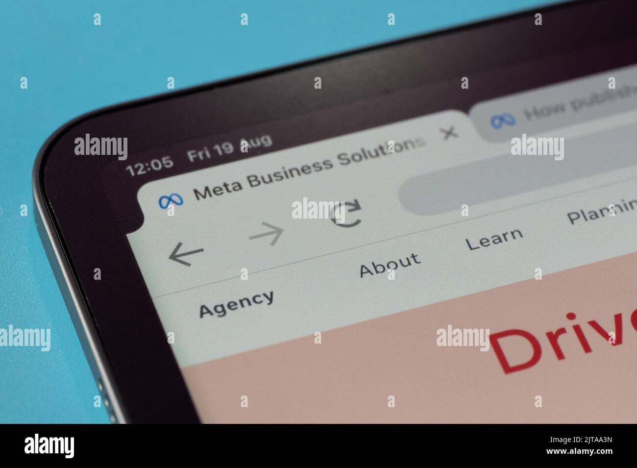 New york, USA - august 20, 2022: Meta Business Solutions page on tablet ...