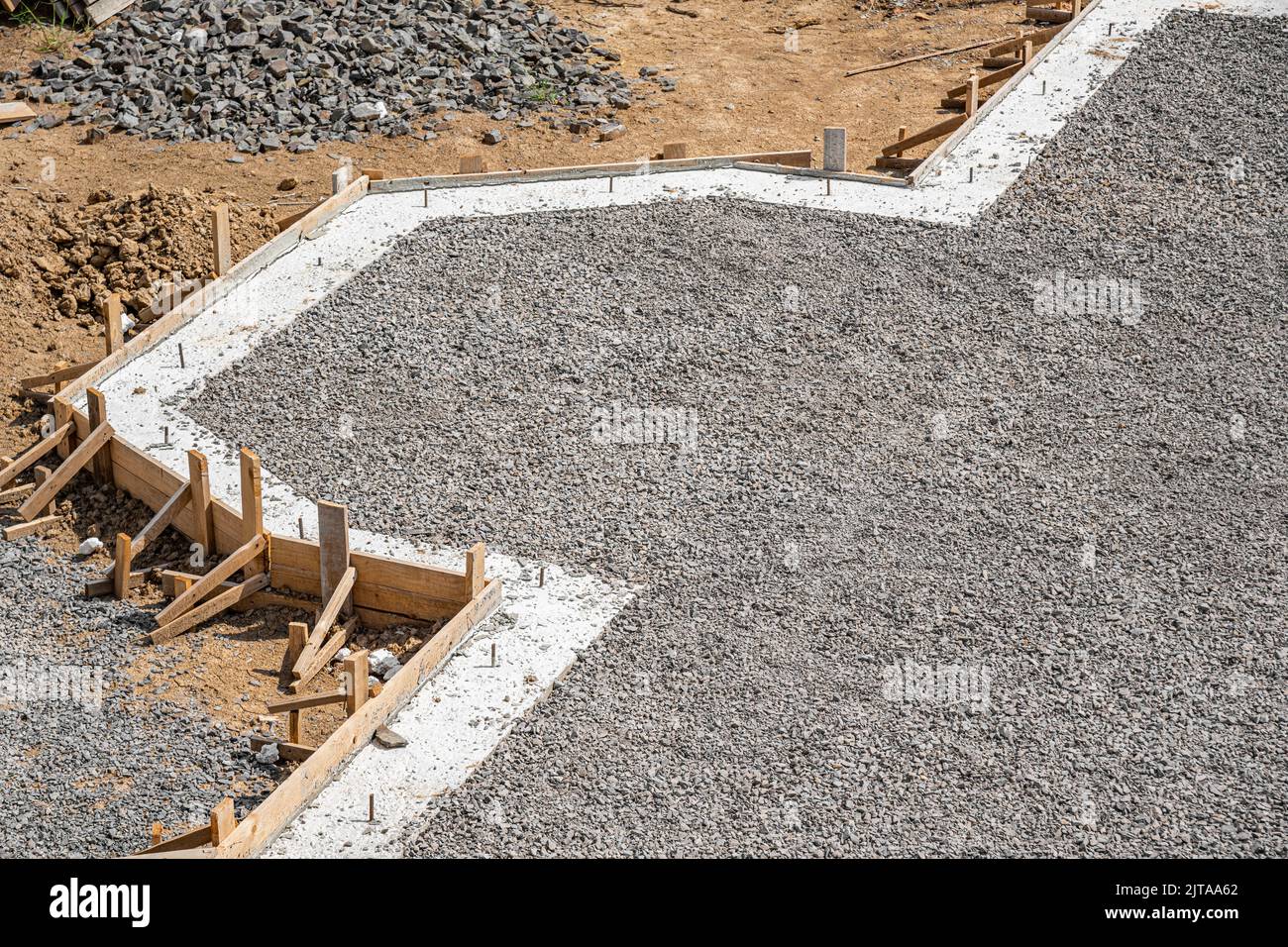 Concrete foundation and backfilling of rubble Stock Photo - Alamy