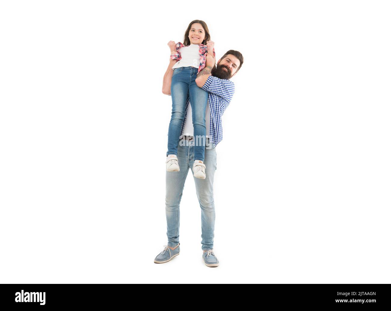 A darling daughter of her dad. Bearded man carrying small daughter ...