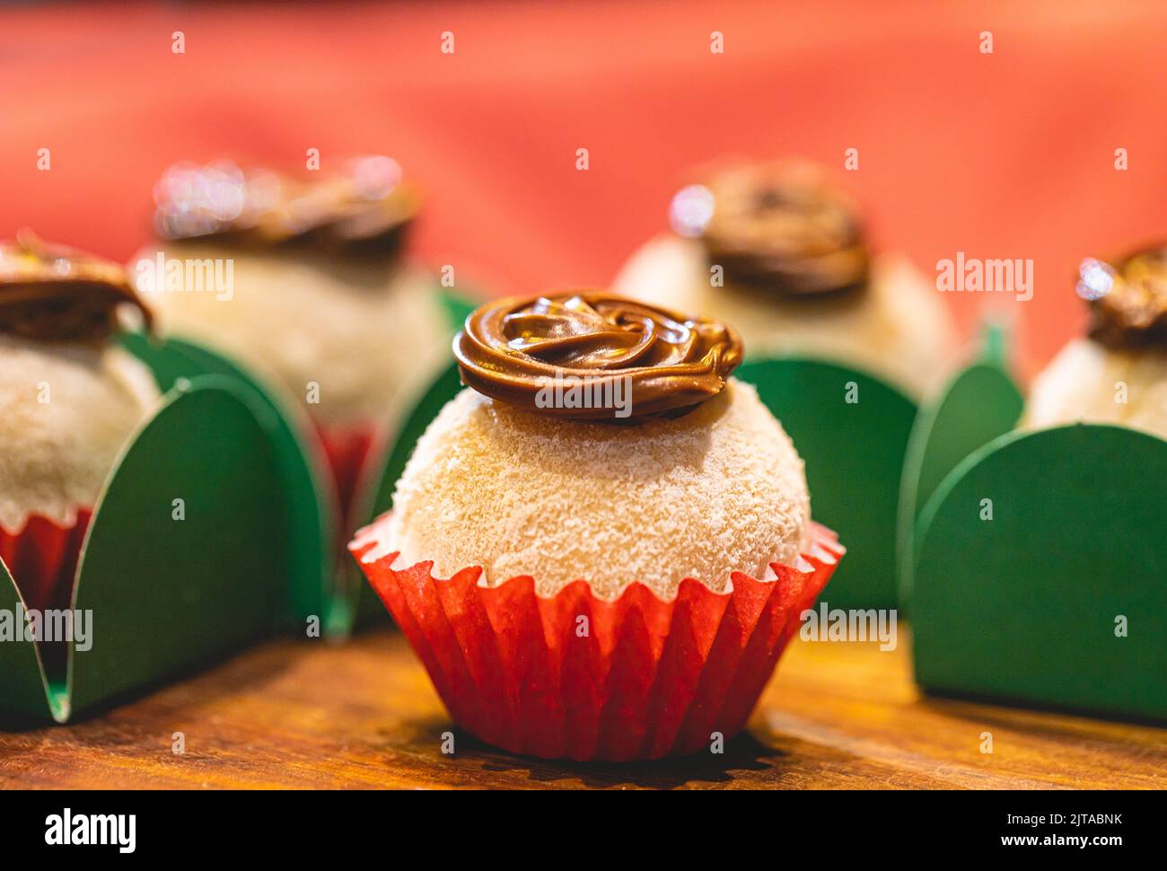 Brazilian gourmet brigadeiro in close-up photography. Brazilian food ...