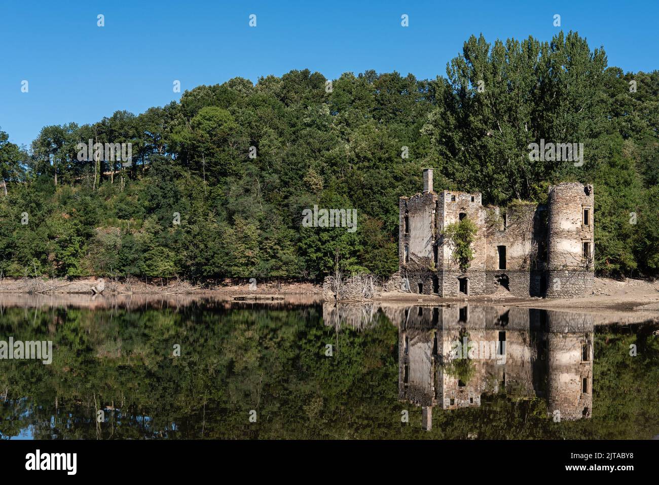 France, Teillet, 2022-08-02. The remains of the Grandval castle with ...