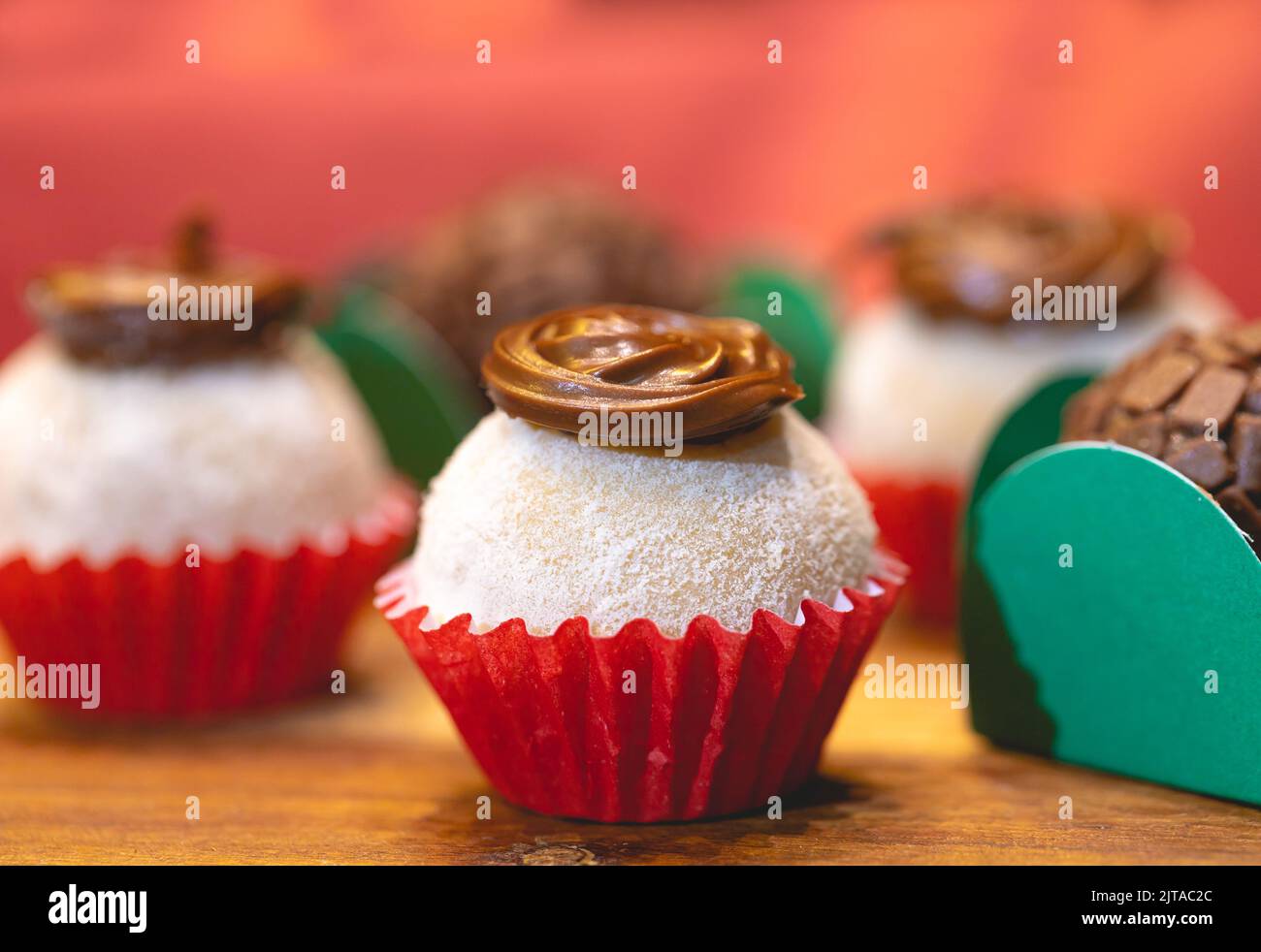 Brazilian gourmet brigadeiro in close-up photography. Brazilian food ...