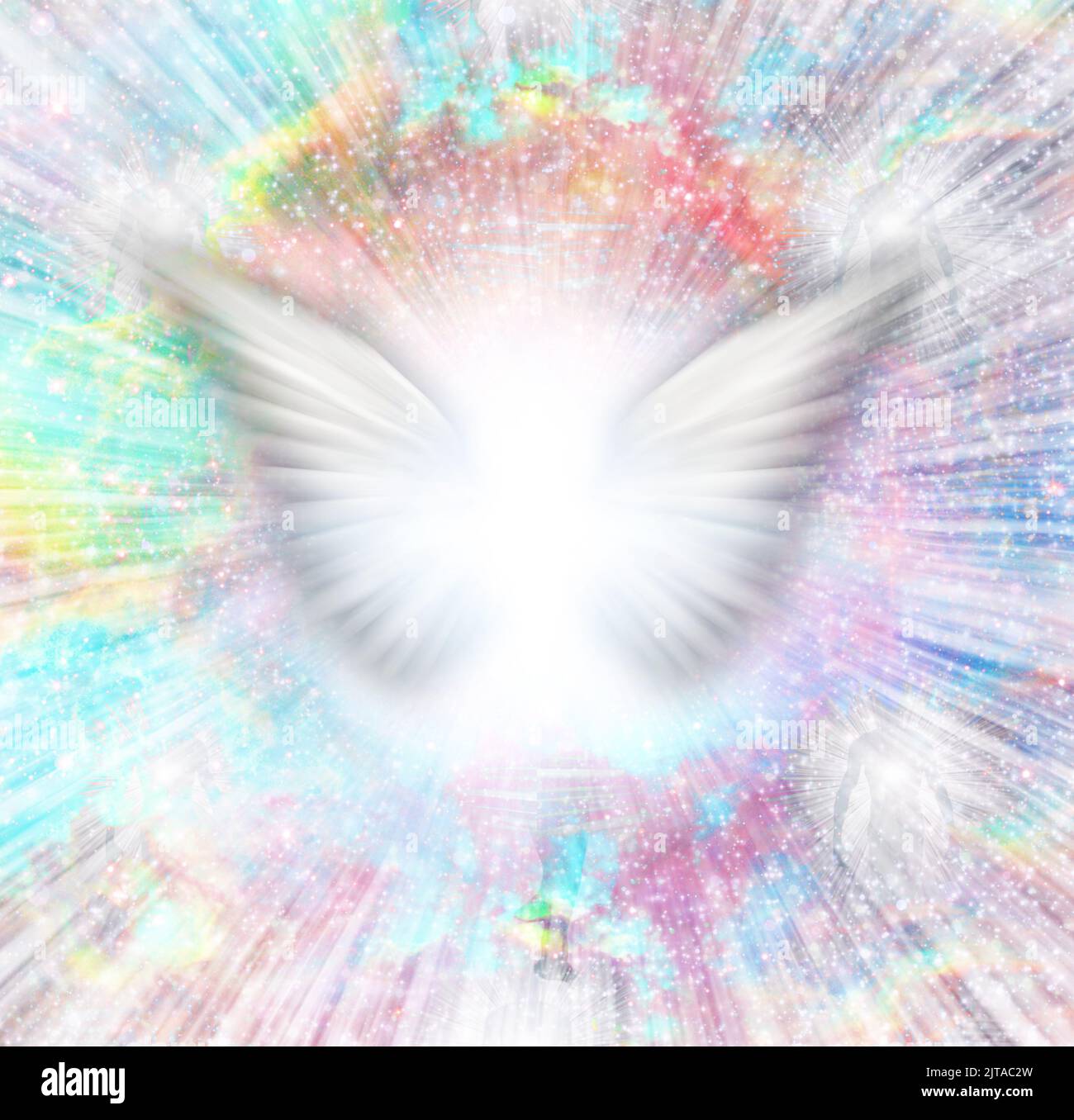 Shining angel's wings, rays of light. 3D rendering Stock Photo - Alamy
