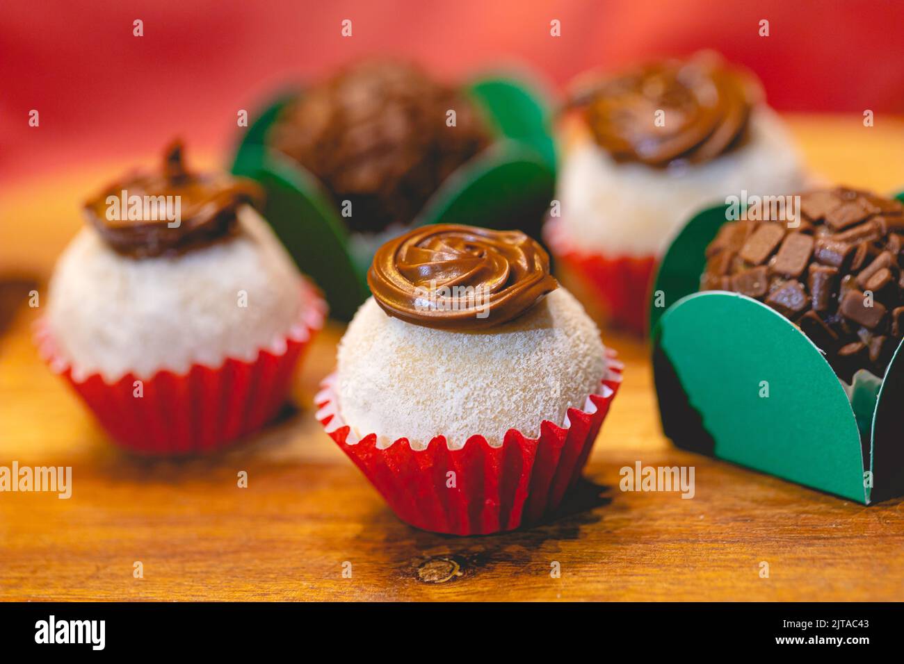 Brazilian gourmet brigadeiro in close-up photography. Brazilian food ...
