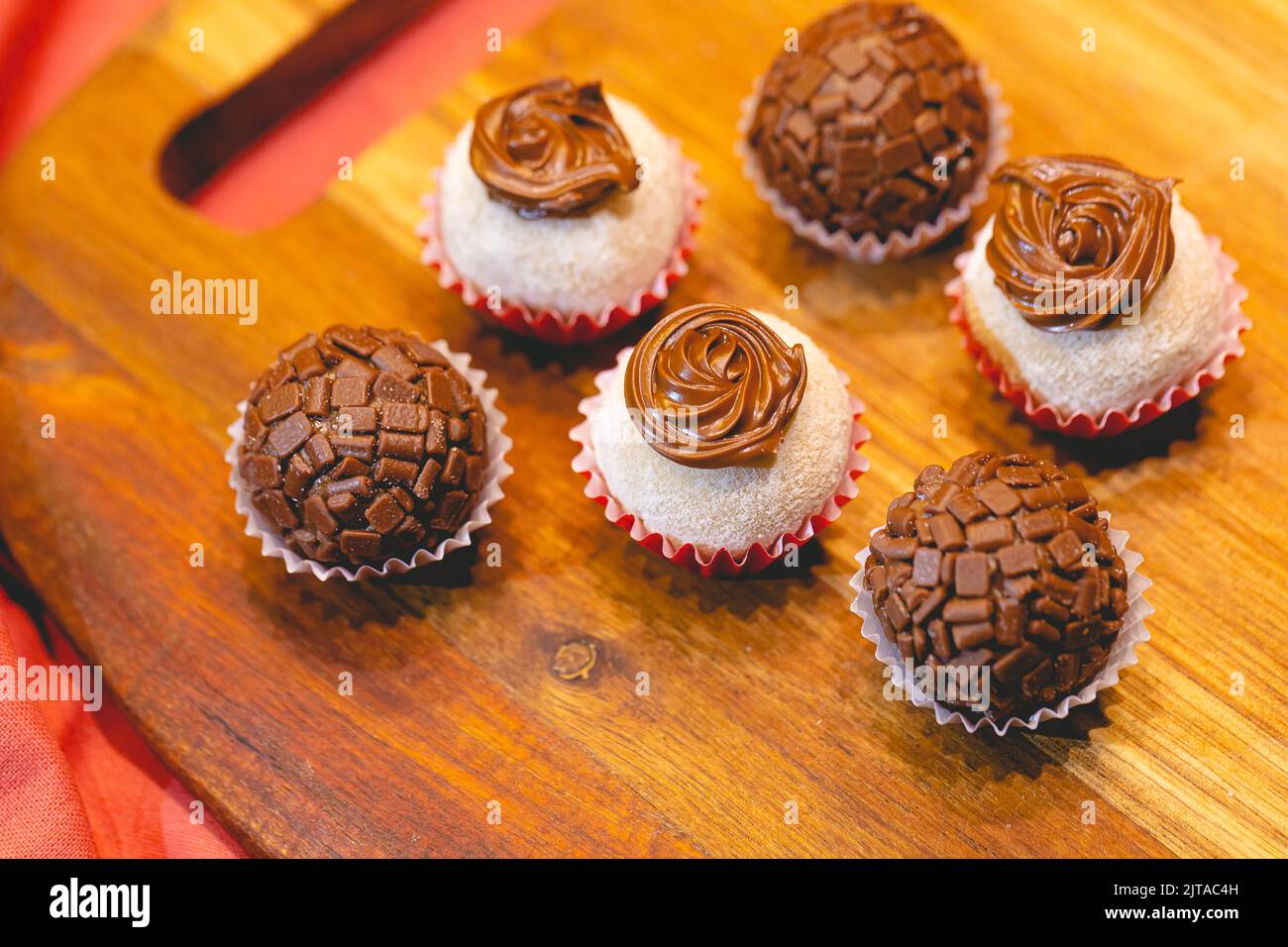 Brazilian gourmet brigadeiro in close-up photography. Brazilian food ...