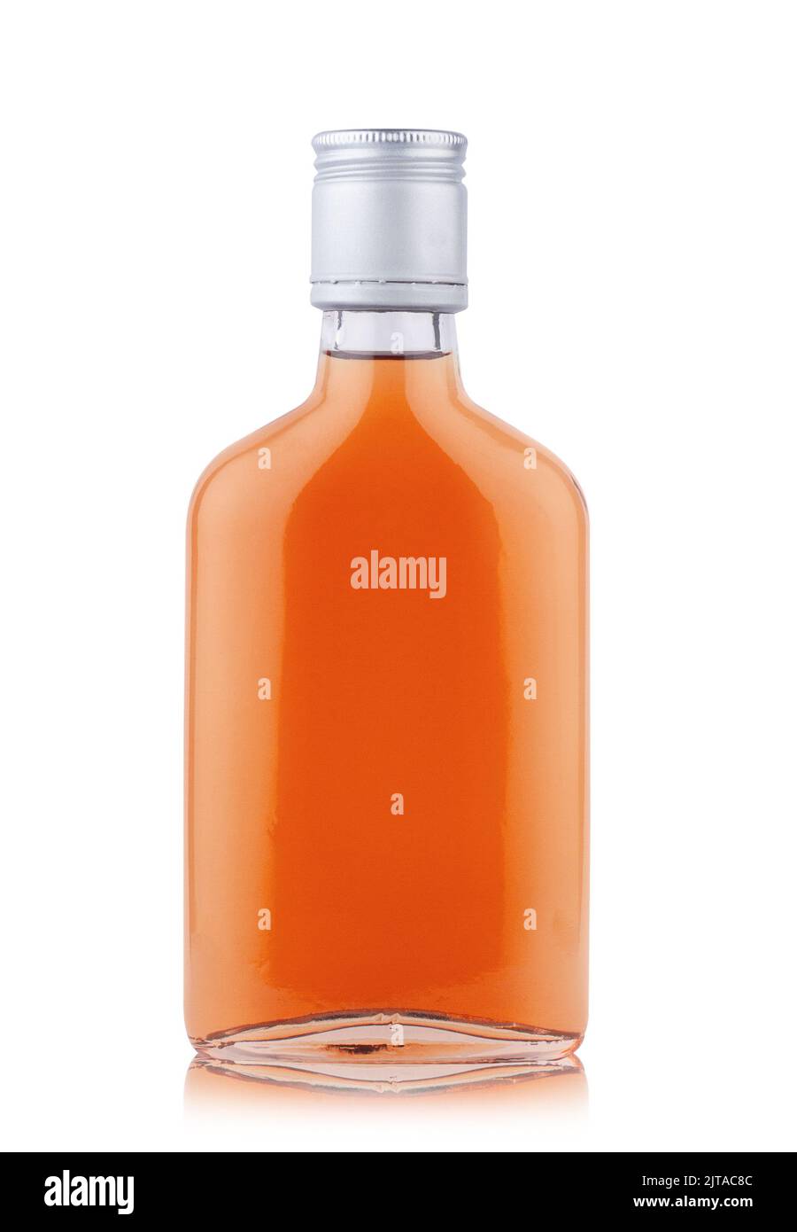 front view closeup of brandy cognac small pocket flask bottle with no ...