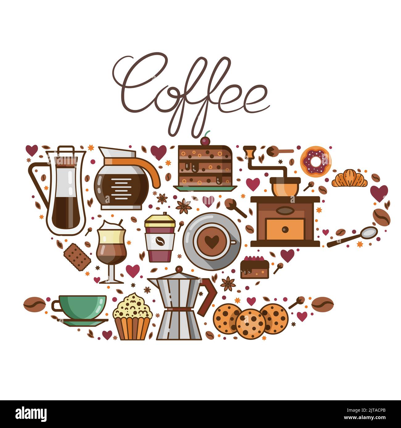 Coffee Icons Print Stock Vector Image & Art - Alamy