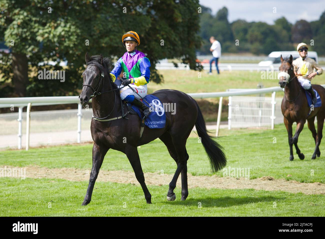 Jockey Faye McManoman on Lakota Blue at York Races Stock Photo - Alamy
