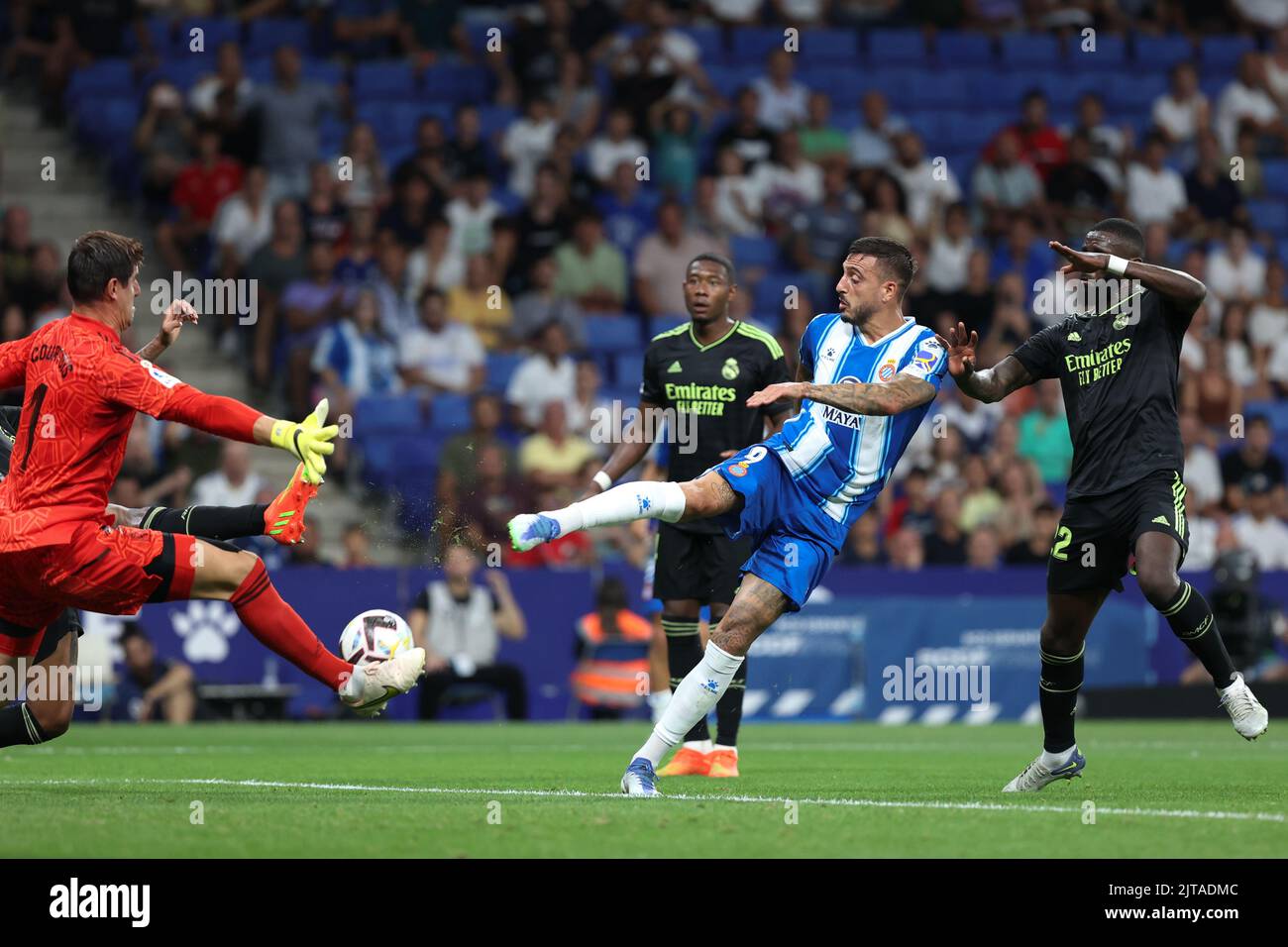 Cornella, Spain. 28/08/2022, Joselu of RCD Espanyol score a goal during ...