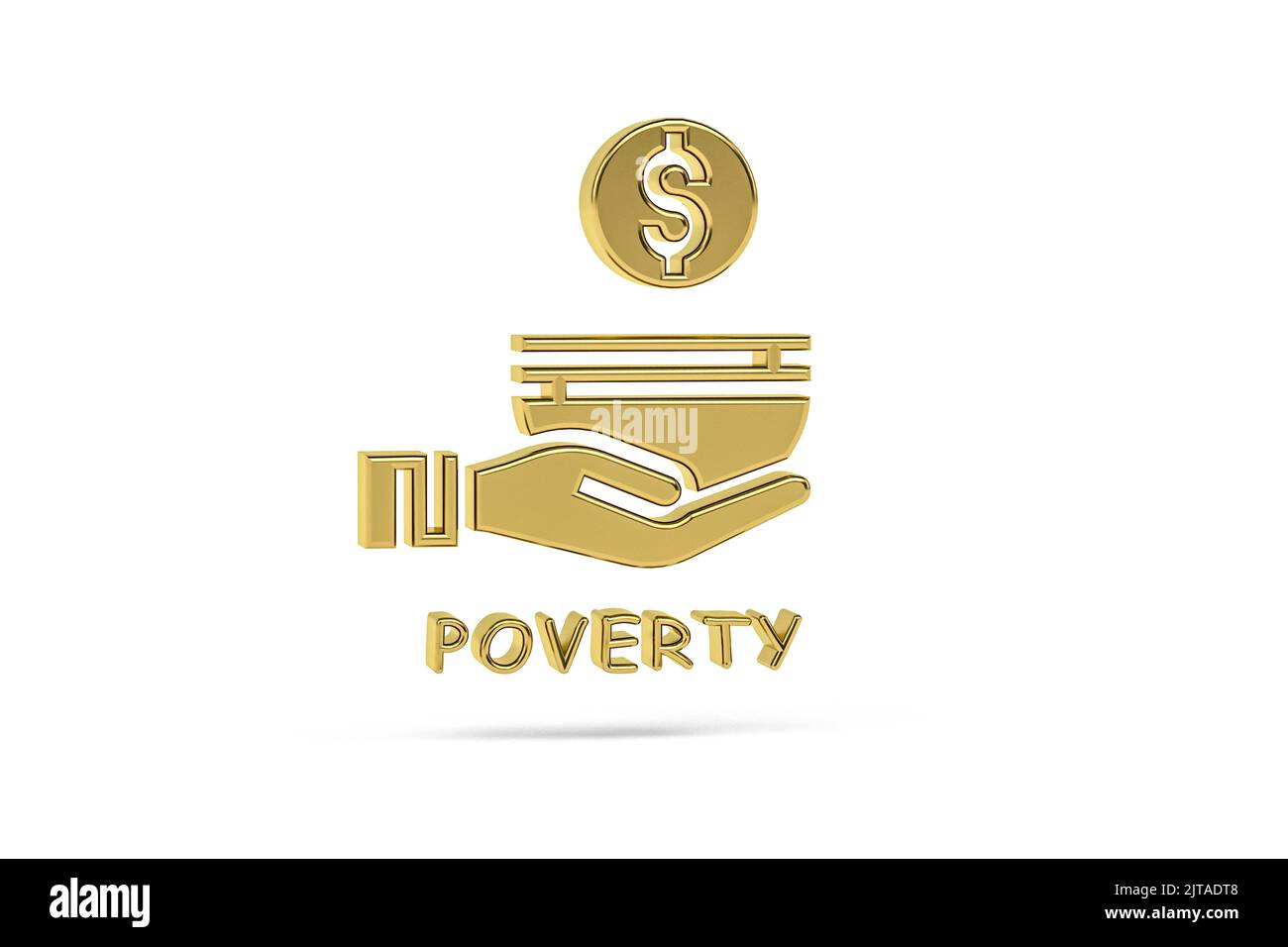 Golden 3d poverty icon isolated on white background - 3d render Stock ...