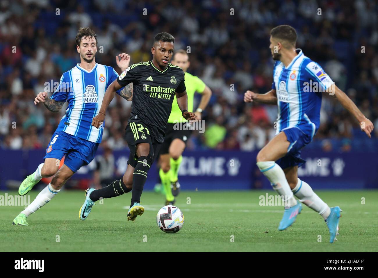 Cornella, Spain. 28/08/2022, Rodrygo of Real Madrid during the Liga ...