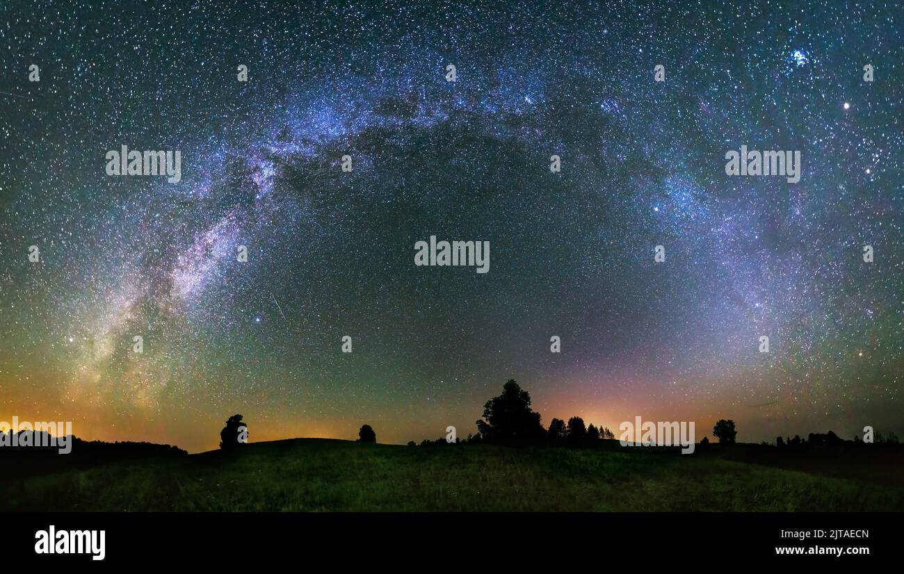 Panorama view of milky way in the night sky, deep starry sky with Milky ...