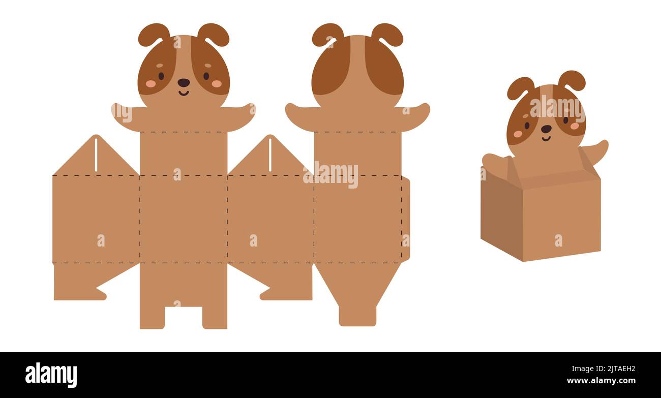 Simple packaging favor box dog design for sweets, candies, small ...