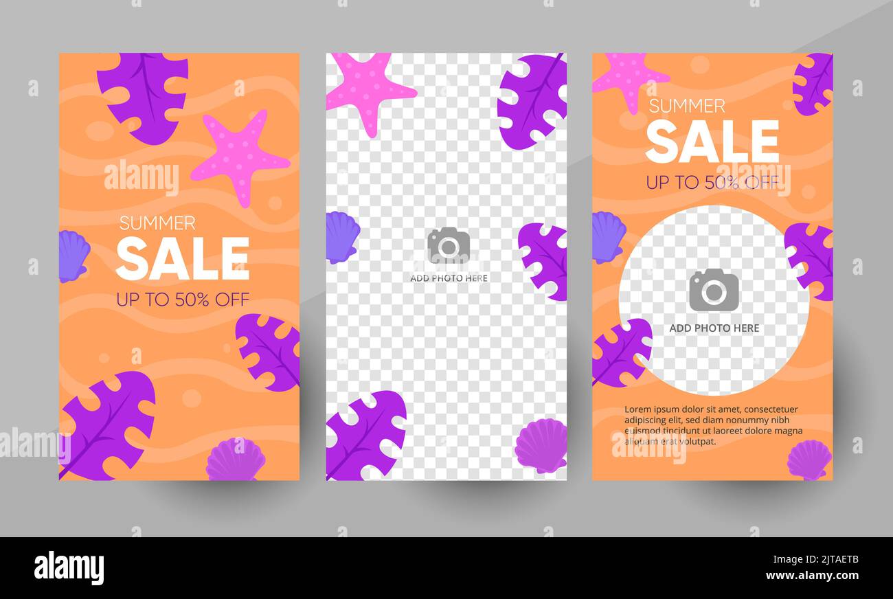 Social media summer sale story post template, editable social media ...