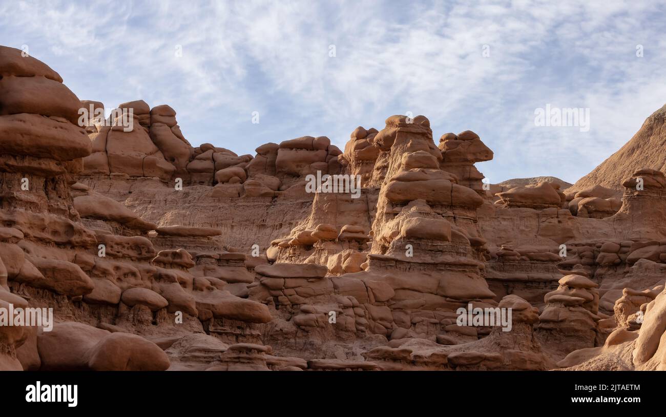 Red Rock Formations and Hoodoos in the Desert at Sunrise Stock Photo ...