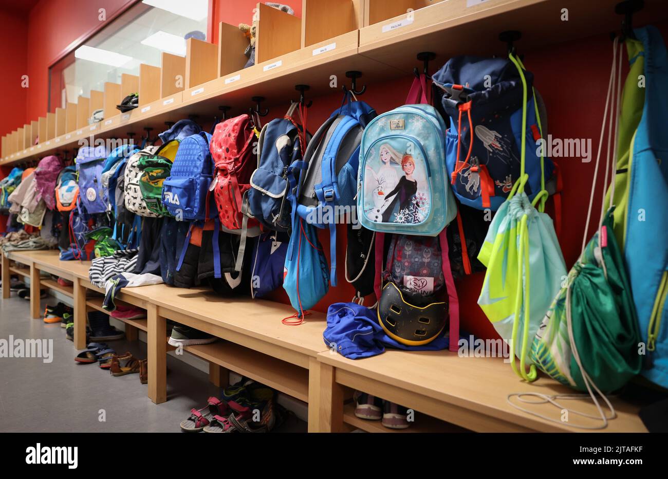 School bags outside the classroom hi-res stock photography and images ...