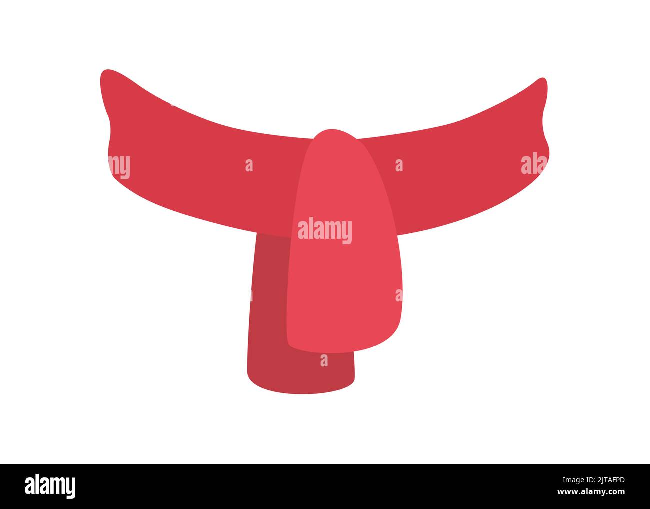 Red scarf. Flat Santa knitted woolen scarf. Vector illustration ...