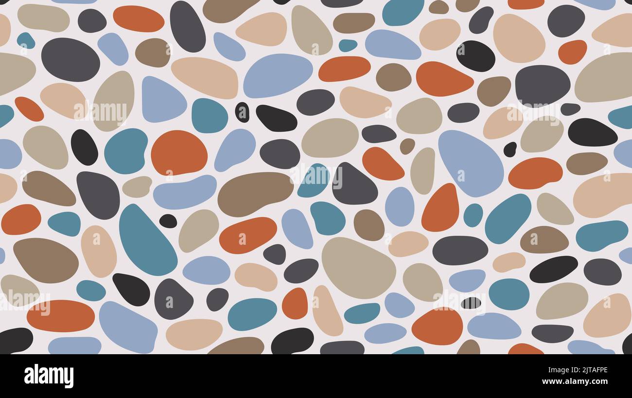Pebble seamless pattern. Smooth stones background. Cobblestone paving texture. Sea or river ...