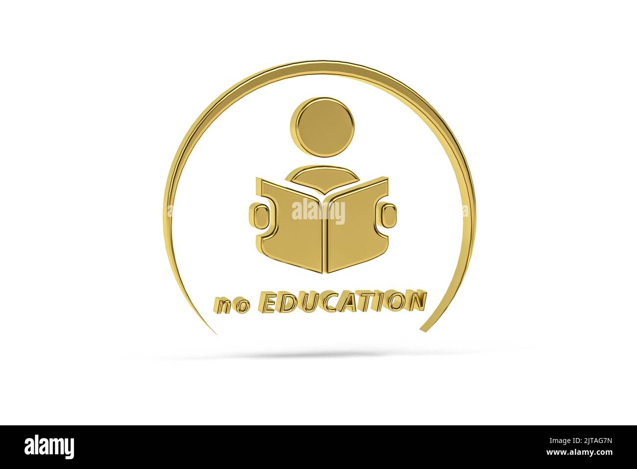 Golden 3d no education icon isolated on white background - 3d render ...